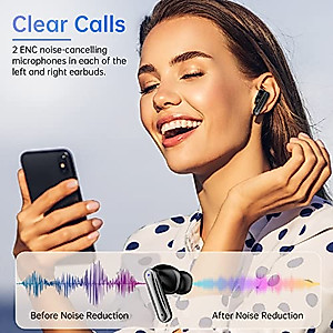 Atapeas Wireless Earbuds, Bluetooth 5.3 True Wireless Stereo Headphones with Charging Case LED Power Display IPX7 Waterproof Earphones TWS Ear Buds with 4 ENC Noise Cancelling Mic for Android iPhone