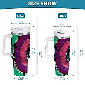 40 Oz Tie Dye Spiral Insulated Water Tumbler with Lid and Straw, Stainless Steel Tumbler