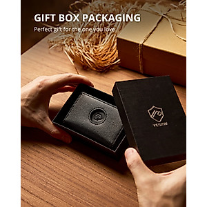 YESIIW Airtag Wallet For Men - Multifunctional Wallet Leather Card Holder With Keychain, Protection Up To 10 Cards Card Case