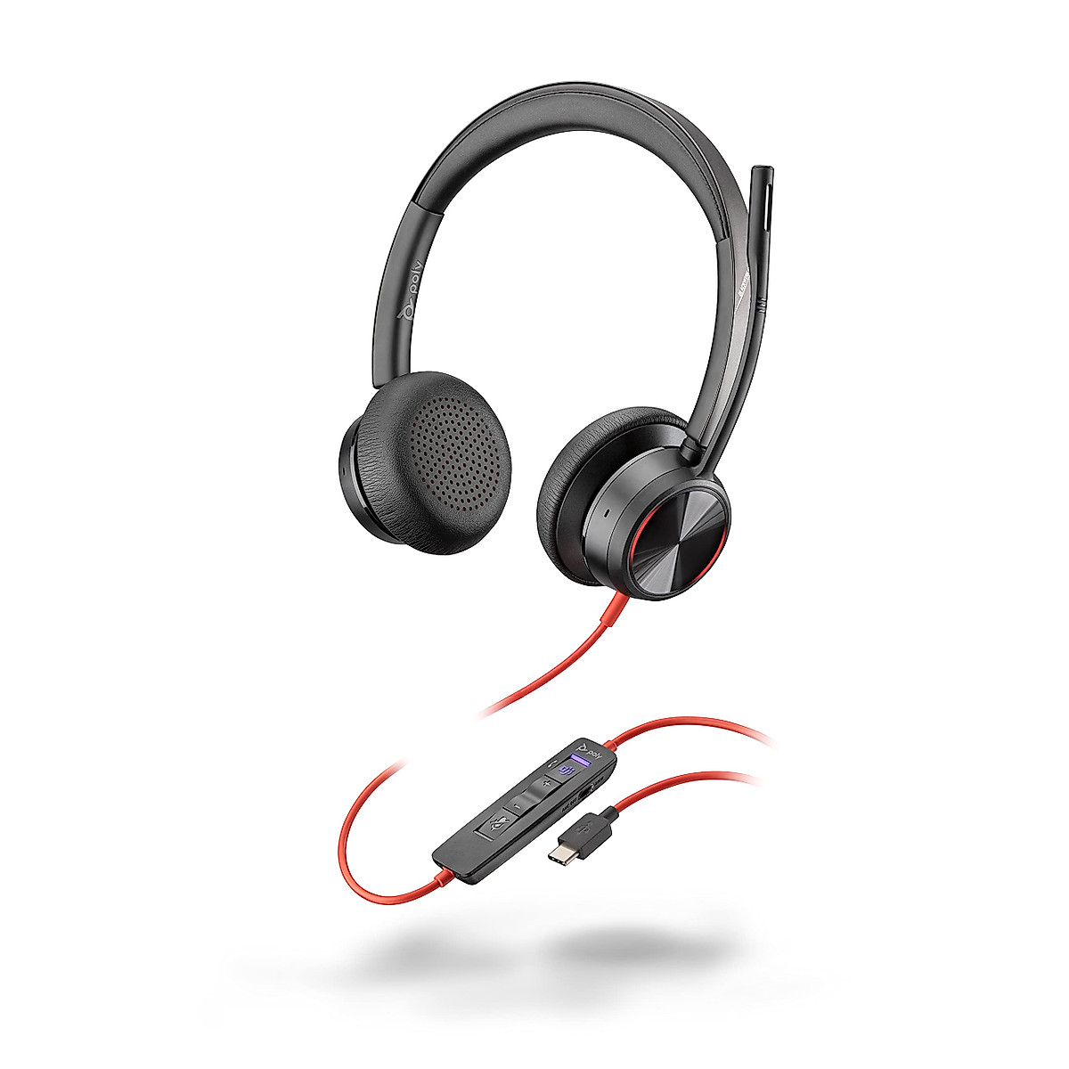 Plantronics Poly - Blackwire 8225 Wired Headset with Boom Mic Dual-Ear (Stereo) Computer Headset - USB-C to Connect to Your PC/Mac - Active Noise Canceling-Works with Teams (Certified), Zoom &More