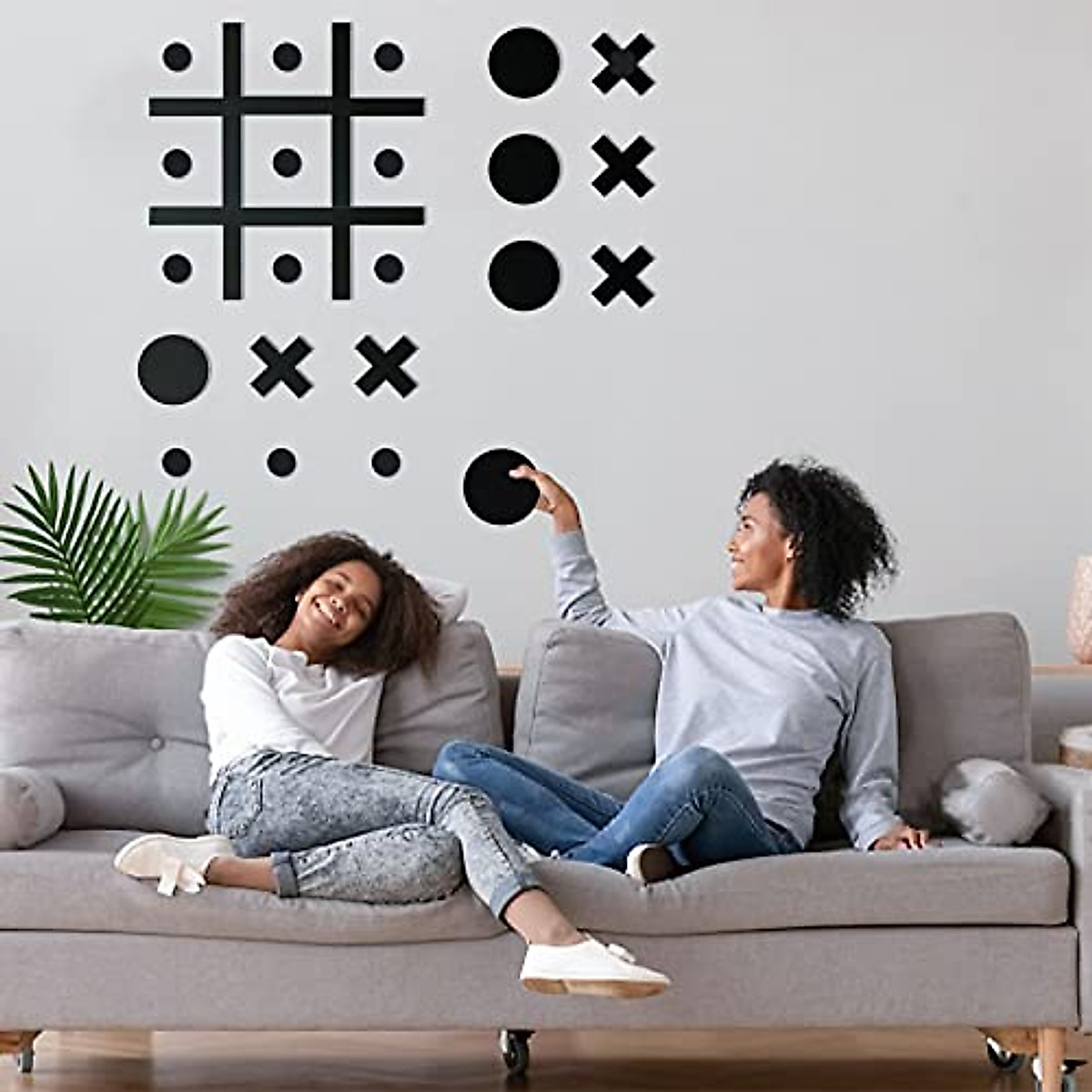 Wood Magnetic Tic Tac Toe Wall-Mount Game Fun Tic Tac Toe for Kids and Adults, Wood Board Travel Game Bedroom Playroom Wall Decals Modern Wall Art
