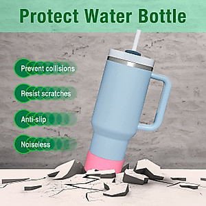 Stanley Silicone Boot 40 oz Silicone Boot Pink Bottom Quencher Handle Accessories for Tumbler IceFlow 30 oz, Protective Sleeve Cover 2Pcs