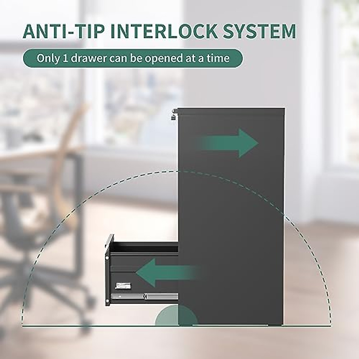 BIZOEIRON 3 Drawer File Cabinet with Lock, Metal Vertical Filing Cabinets for Home Office, Steel Storage Cabinet for Hanging Legal/Letter Size Files, Assembly Required (Black)