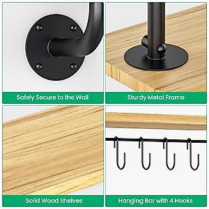 THYGIFTREE Window Plant Shelves 2-Tier Rotating Plant Display Holder Wall Mounted Pipe Swivel Plant Stand Rustic Floating Shelves for Houseplants Herbs, Wood