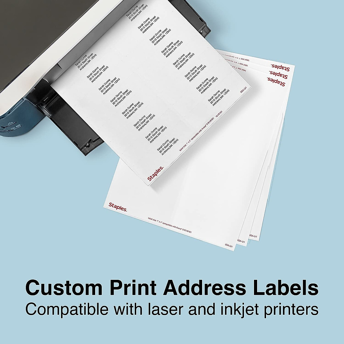 Staples 489561 Laser/Inkjet Address Labels 1-Inch x 4-Inch Bright White 20 Labels/Sheet