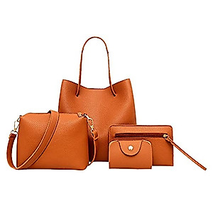 Tote Bag for Women in Leather Handbags 4pcs Hobo Bags 2022 Ladies Fashion Purse Shoulder Bags Girls Faux Leather Satchel Purse 2022