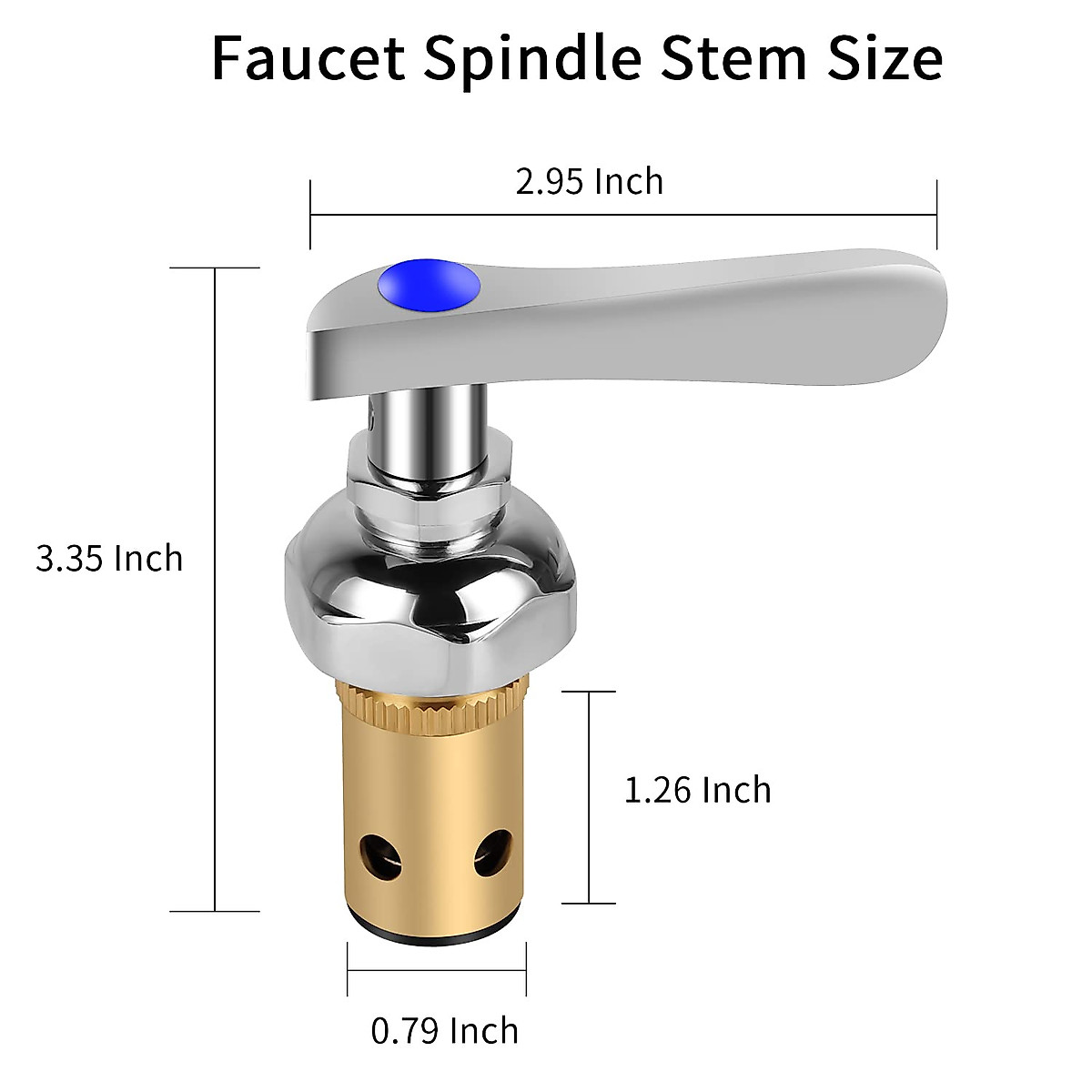 KWODE Brass Eterna Spindle Assembly Replacement Valve for Wall Mount Commercial Pre Rinse Faucet, Cold Side Lever Handle Faucet Stem Assembly Cartridge Faucet Valve, Blue