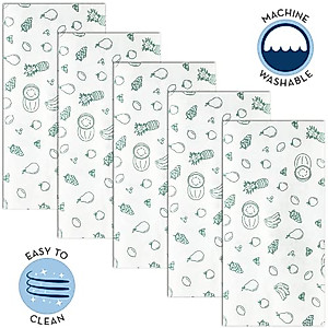 S&T INC. Shelf Liner Non Adhesive, Refrigerator Liner for Shelves Washable, Absorbent Shelf Liner, 12 Inch x 24 Inch, Fruits, 5 Pack