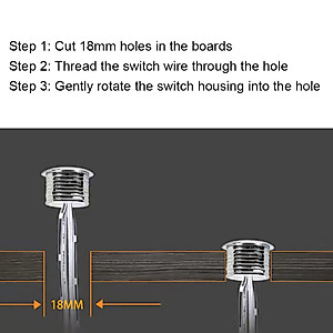 Ruluti Led Dimmer 5v 12v 24v Recessed Touch Sensor Switch Button Control Stepless Dimmable Switch for Led Strip DIY Bed Closet Cabinet
