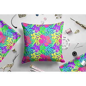iiRov Summer Design Ink-Fuzed Decorative Throw Pillow - Tropical Fluorescent v1