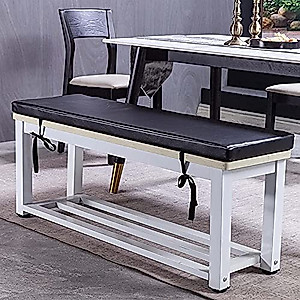 Leather Bench Cushion,Patio Garden Long Soft Bench Cushion for Outdoor Indoor Furniture 47x14inch Waterproof Non-Slip Thick Replacement Settee Sofa Leather Mat White