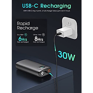 Portable-Charger-Power-Bank - 40000mAh Power Bank PD 30W and QC 4.0 Quick Charging Built-in LED Display 2 USB 1Type-C Output Compatible with Most Electronic Devices on The Market