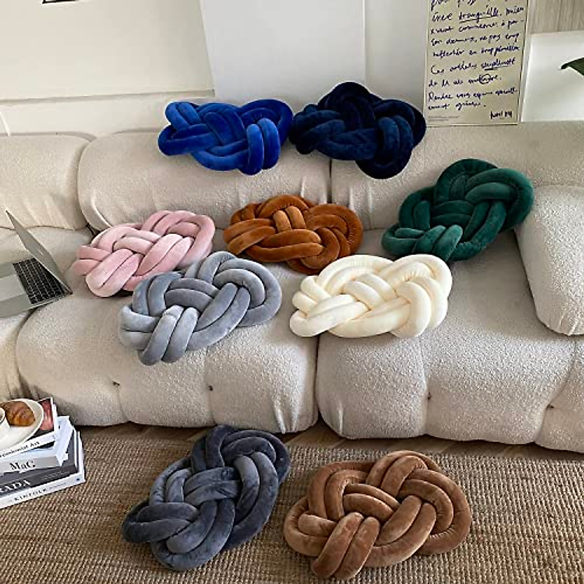 FPYWO Knot Pillow Ball Ring Shape Cushion Pillows,17.7" Super Soft Knot Ball Pillow Dark Grey Spandex Throw Pillow Decorative Knotted Pillow for Home Sofa & Bedroom Decor