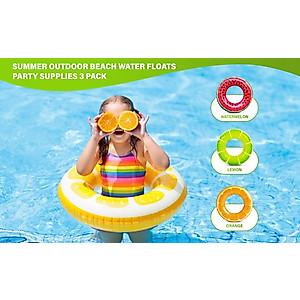 Pool Floats for Kids- Inflatable Swimming Pool Floating Rings -Summer Fun Fruit Swim Tube for Kids Pool Floaties - Summer Outdoor Beach Water Floats Party Supplies 3 Pack