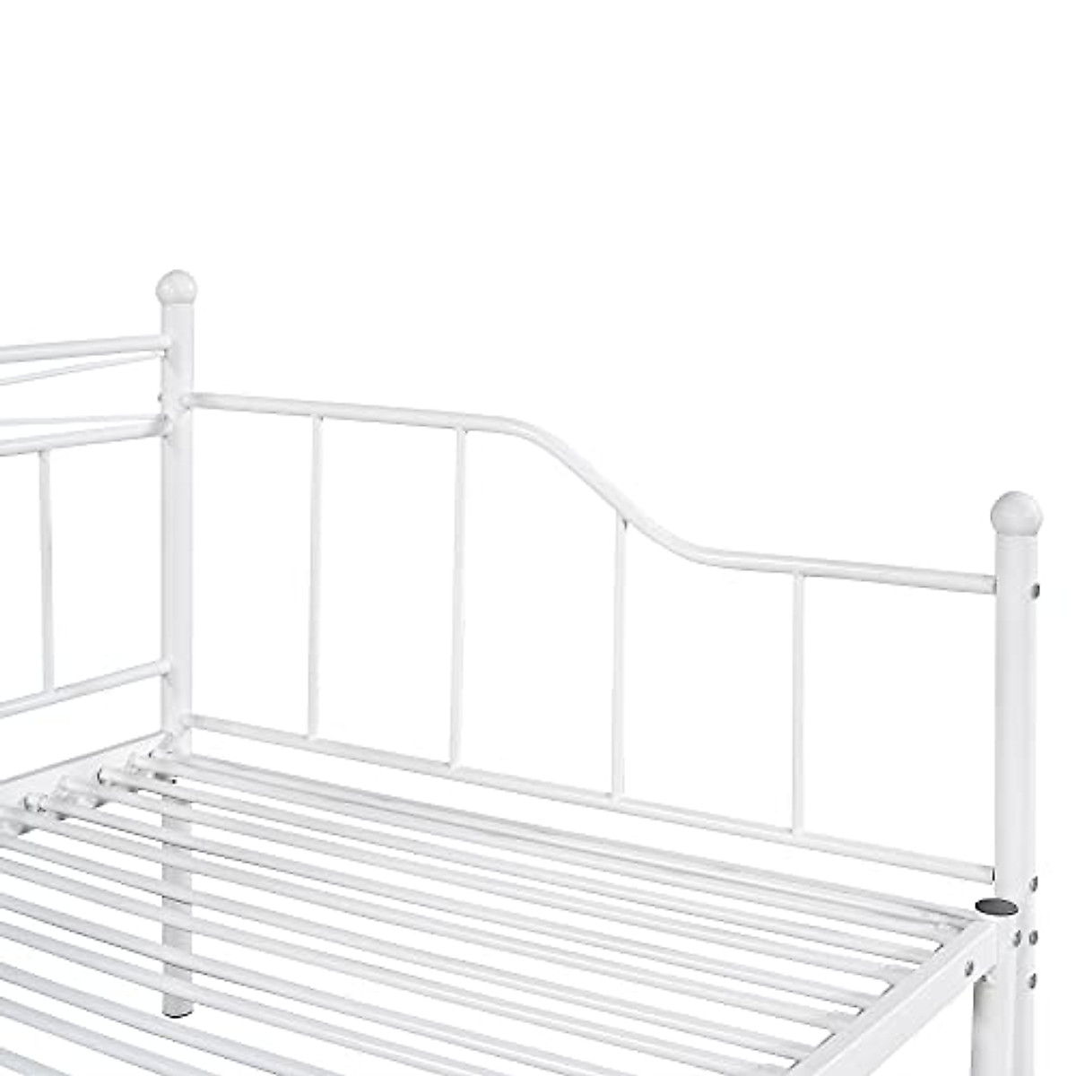 Polibi Twin Size Metal Daybed with Trundle, Extendable Day Bed Frame for Living Room Bedroom, No Spring Box Required, White