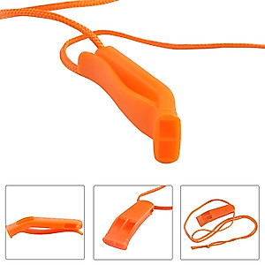 AUGSUN 10 Pcs Safety Whistle Marine Whistle Plastic Whistles with Lanyard for Emergency (Orange)
