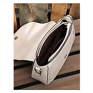 YAQUNICER Women Retro Crossbody Handbag Saddle Tassel Satchel Purses Shoulder Bag-Off White