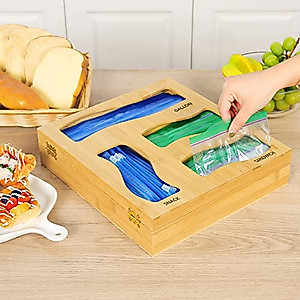 Kitchen Drawer Organizer for Ziplock Bags - Baggie Holder for Snacks & Sandwiches - Fits Gallon, Quart & Slider Bags - 4 Slots for Easy Storage & Organization
