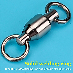 Fishing Swivel, Ball Bearing Swivels, High Strength Stainless Steel Welding Rings Fishing Accessories for Lure Kit Fly Leaders Catfish Tackle Walleye Jigs (Test 65 Pound)