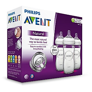 Philips AVENT Natural Glass Bottle, 8 Ounce (Pack of 3)