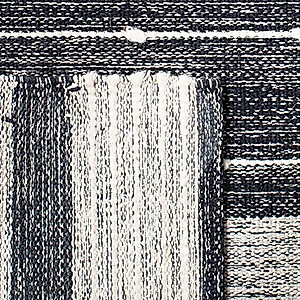 SAFAVIEH Striped Kilim Collection 6' x 9' Black/Ivory STK509Z Handmade Flatweave Cotton Area Rug