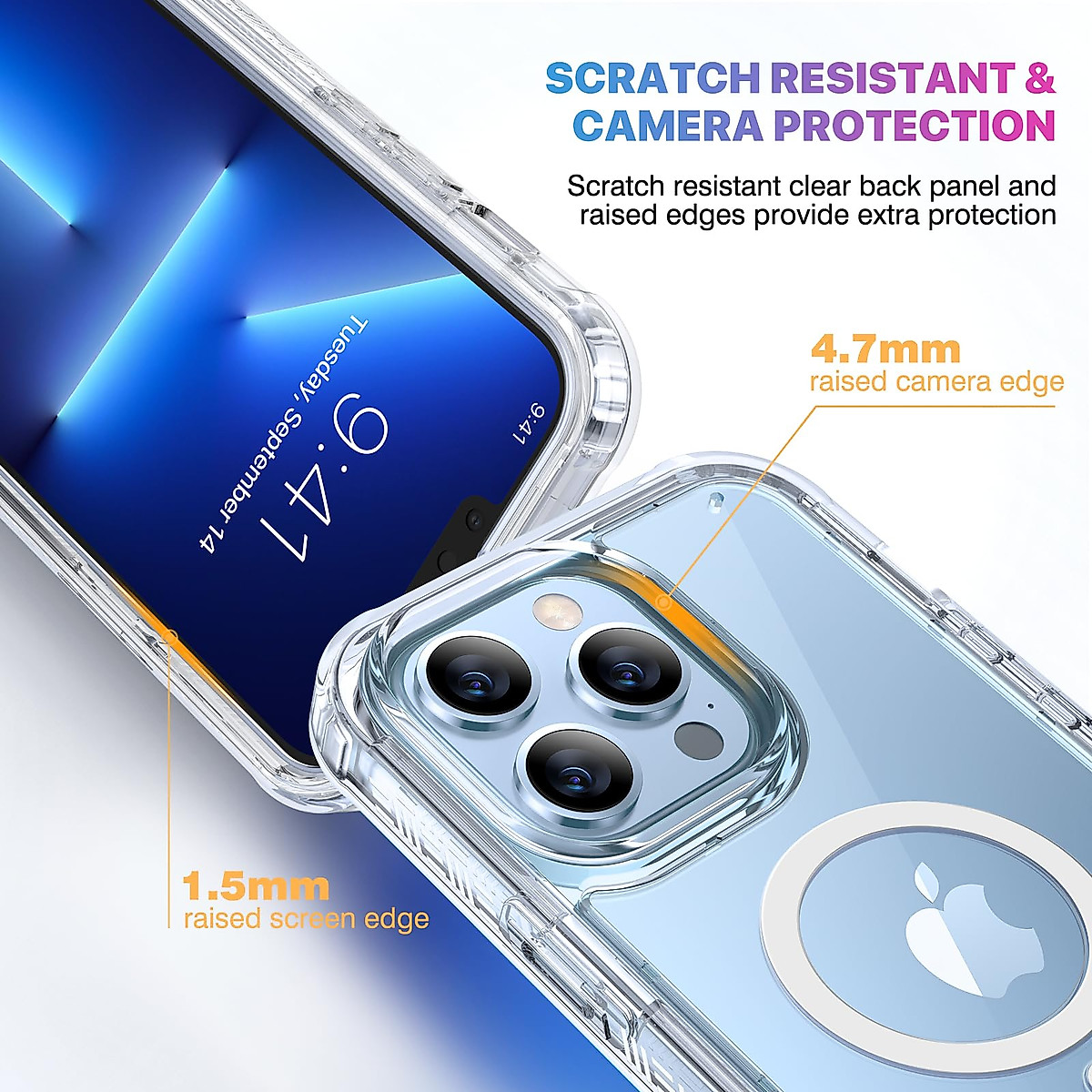 Diaclara Magnetic Designed for iPhone 13 Pro Max Case [2023 New] Compatible with MagSafe, Built-in Touch Sensitive Anti-Scratch Screen Protector, Phone Case for iPhone 13 Pro Max 6.7" (Clear)