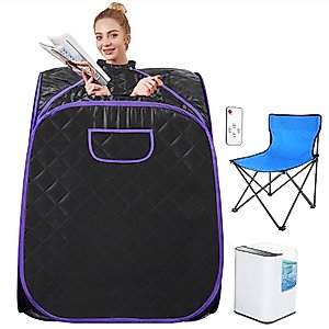 OPPSDECOR Portable Steam Sauna Spa, Personal Indoor Sauna Tent Remote Control&Chair&Timer Included, One Person Sauna for Therapeutic Relaxation Detox at Home