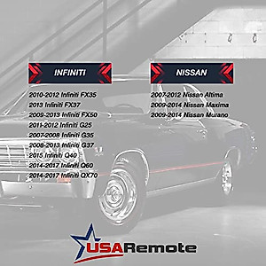 2 Replacement Key Fob Keyless Entry Remote for Nissan & Infiniti (KR55WK48903 KR55WK49622)