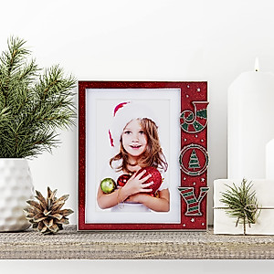 FINE PHOTO GIFTS Joy Christmas Red Pewter 4" x 6" or 5" x 7" Picture Frame