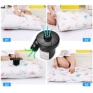 Electric Air Pump, AGPtEK Portable Quick-Fill Air Pump with 3 Nozzles, 110V AC/12V DC, Perfect Inflator/Deflator Pumps for Outdoor Camping, Inflatable Cushions, Air Mattress Beds, Boats, Swimming Ring