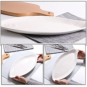 Cabilock 1pc Restaurant Meat Hotel Household Salad Dishes Pizza Platters, Supplies Sushi, Display Server Platters Food Cocktail Dish Shape Ceramics Fish, Serving Arge Birthday Trays Coffee