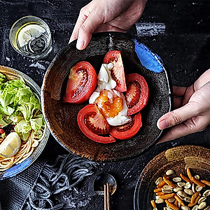 Chip Dinnerware,Kitchen Tableware Set,Ceramics Dinnerware Sets, Dinner Plates and Bowls Sets | 38 Pcs Vintage Frosted Dishes Set- Retro Steak Plates for Family Party