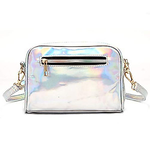 Gabrine Women Girls Casual Holographic Shoulder Bag Crossbody Handbag Clutch Purse for Wedding Banquet Party