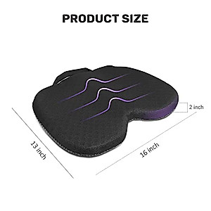 Vedozo Gel Seat Cushion for Office Chairs, Car Seat Cushion for Long Sitting, Wheelchair Pads for Tailbone Pressure Relief Butt & Back Pain, Purple/Black, (ZD020)