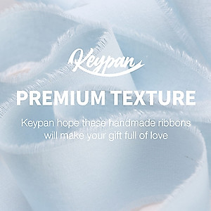 Keypan Blue Ribbon 1-1/2 x 15 Yards Handmade Cotton Frayed Fringe Fabric Ribbons for Crafts Flower Bouquets Wedding Baby Shower Home DIY Decor