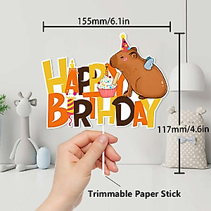 Brown Glitter Happy Birthday Cake Topper Pet Capybara Theme Decor Supplies Baby Shower Boys Girls Happy Birthday Party Decorations