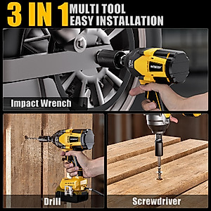 Impact Wrench for De-Walt 20V MAX Battery: 1/2 Inch Hog Ring Impact Driver High Torque - 600 Ft-lbs Cordless Impact Gun - Brushless Motor with LED Light And Blet Clip - Tool Only