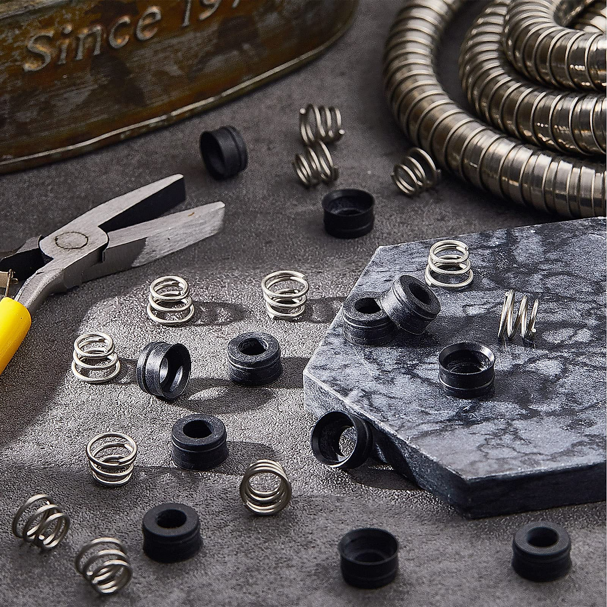 RP4993 Replacement Seats and Springs Faucet Repair Kit RP4993 Seats and Springs Compatible with Faucet Rod Replacement, Black (36 Pairs)