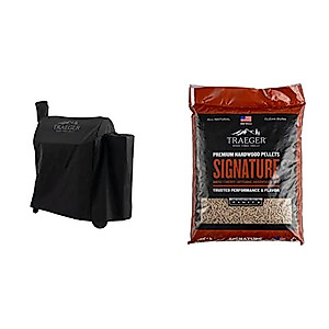 Traeger Full-Length Grill Cover - Pro 780 & Grills Signature Blend 100% All-Natural Wood Pellets for Smokers and Pellet Grills, BBQ, Bake, Roast, and Grill, 20 lb. Bag