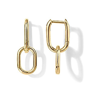 PAVOI 14K Yellow Gold Convertible Link Earrings for Women | Paperclip Link Chain Earrings | Drop Dangle Earrings