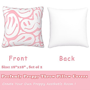 Pecfamly Cute Pink Aesthetic Preppy Teen Teenage Girl Room Decor, Bedroom Decor for Teen Girls Aesthetic (18"X18", Pack of 2, No Inserts)