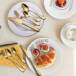 Flatware Set, Magicpro Modern Royal 45-Pieces gold Stainless Steel Flatware for Wedding Festival Christmas Party, Service For 8