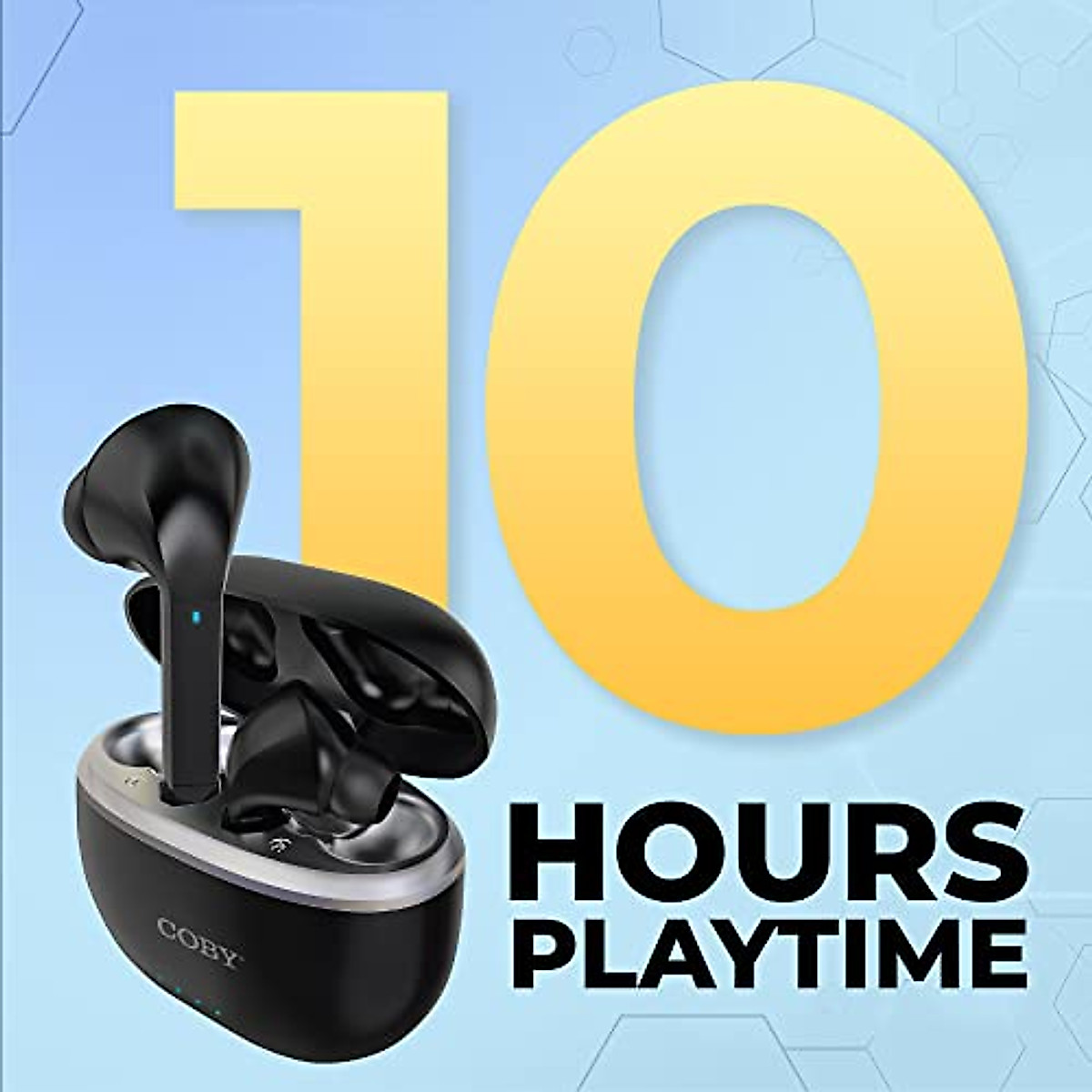 Coby Noise Canceling Earbuds Wireless, Black | Wireless Headphones Bluetooth Earbuds | Noise Canceling Headphones Wireless Bluetooth Headphones, Touch Controls, Lost Tracker | Up to 10-HR Play