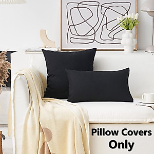 Home Brilliant Throw Pillow Covers 18 x 18 inch Set of 4 Decorations Lined Linen Square Throw Pillow Cases for Couch, 45cm, Black