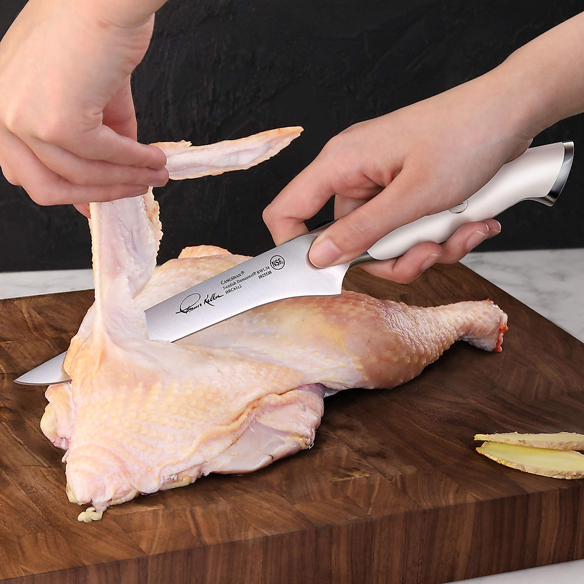 Cangshan Thomas Keller Signature Collection Swedish Powder Steel Forged, 6-Inch Boning Knife, White