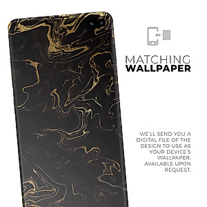DesignSkinz Black & Gold Marble Swirl V6 Protective Vinyl Decal Wrap Skin Cover Compatible with The Samsung Galaxy S20 (Screen Trim & Back Glass Skin)
