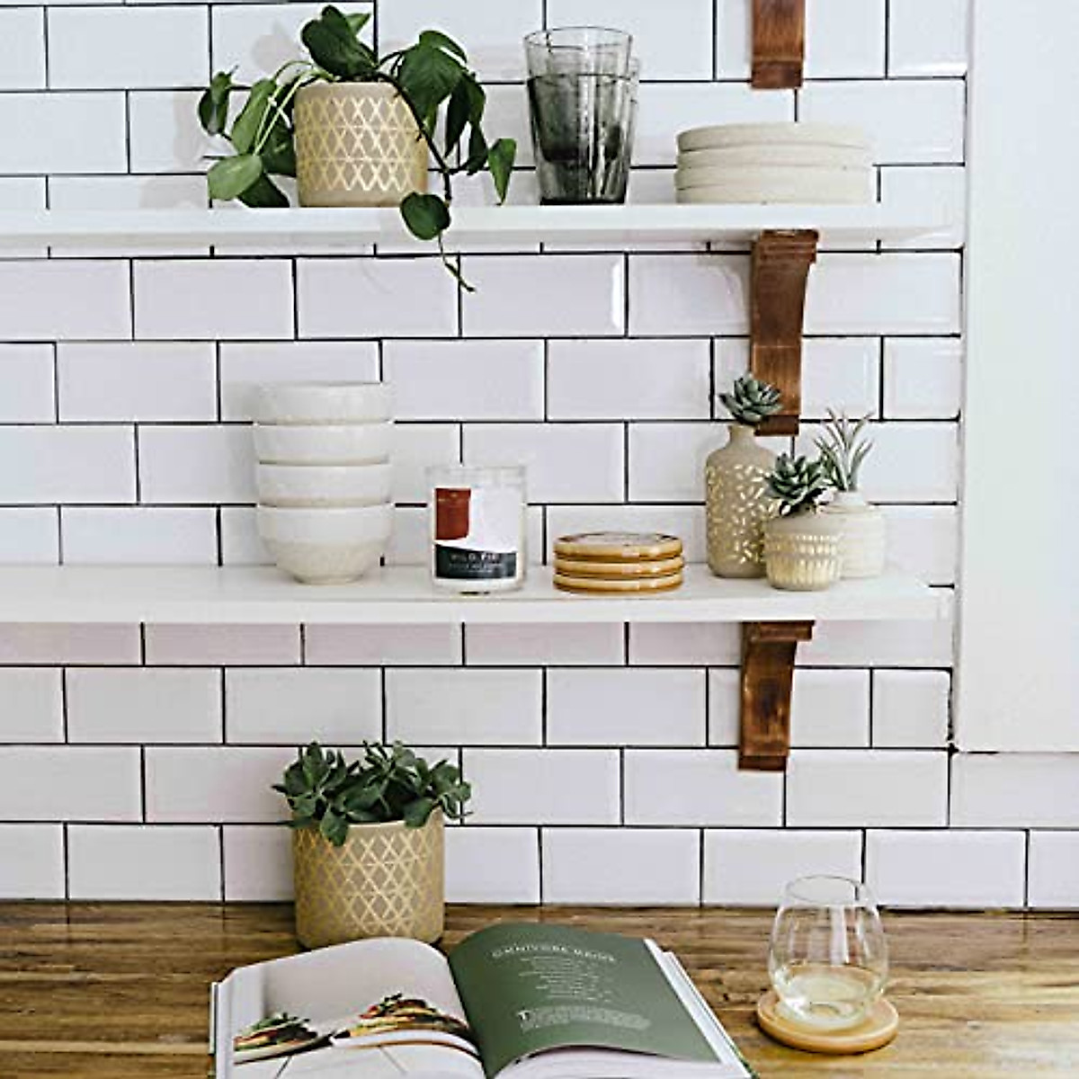 Main + Mesa Stoneware Pots with Gold Pattern, Set of 2