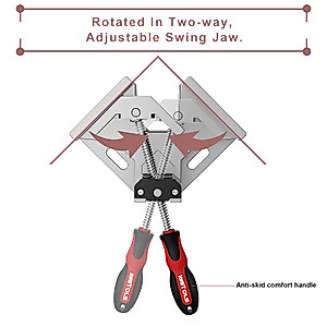 WETOLS Corner Clamp 2pcs 90 Degree Right Angle Clamp with Adjustable Aluminum Alloy Swing Jaw, Single Handle Clamps for Woodworking, Photo Framing, Gifts for Men Dad