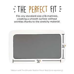 The Shrunks All-In-One Waterproof Mattress Protector Fitted Sheet for Baby Cribs and Toddler Beds Soft Natural Tencel Grey Fabric for Girls or Boys Perfect for Shrunks Toddler Travel Bed Air Mattress