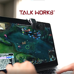 TalkWorks Webcam with Microphone Support - External Camera for Laptop and Desktop - High Resolution and Large Window Size with USB Cable and Dual Microphone Input - Compact and Portable, Black